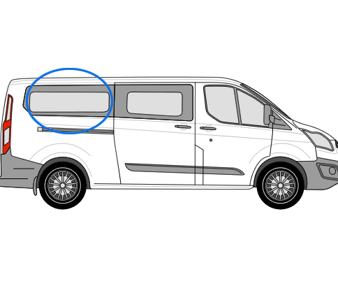 Ford Transit Custom O/S/R Fixed Window in Privacy Tint (LWB) - Trade ...